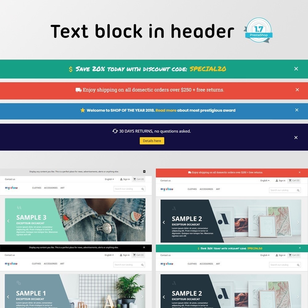 Text block in header