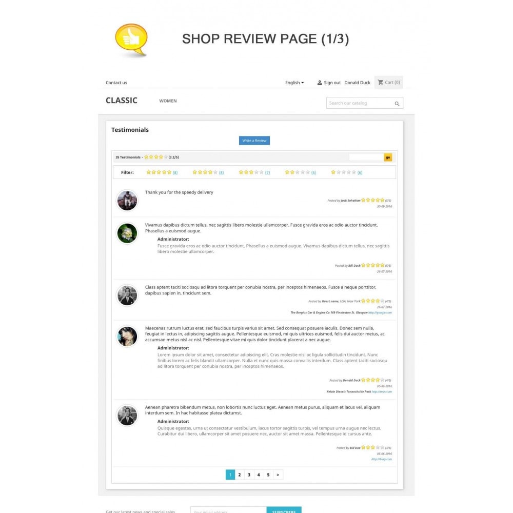 Shop Reviews + Avatars + Reminder + Rich Snippets