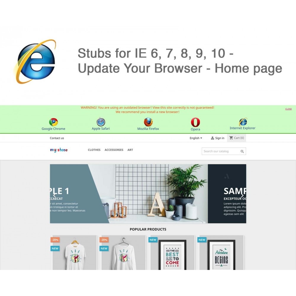 Stubs for IE 6,7,8,9,10 - Update Your Browser