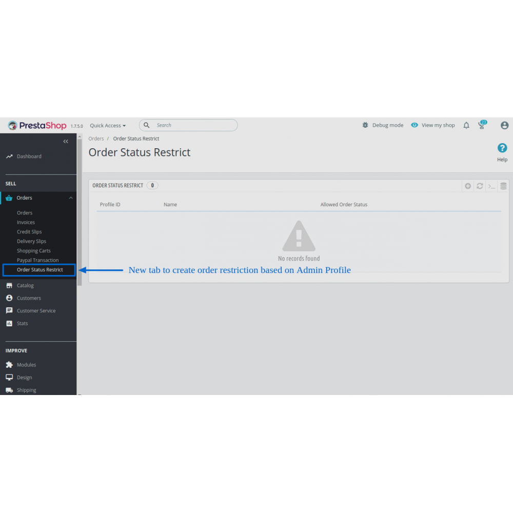 Restrict Order Status Based On Employees Profile