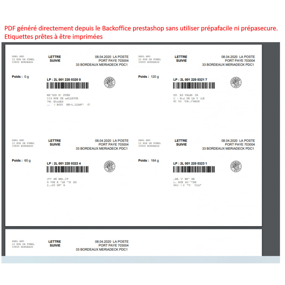 labeling port paye poste