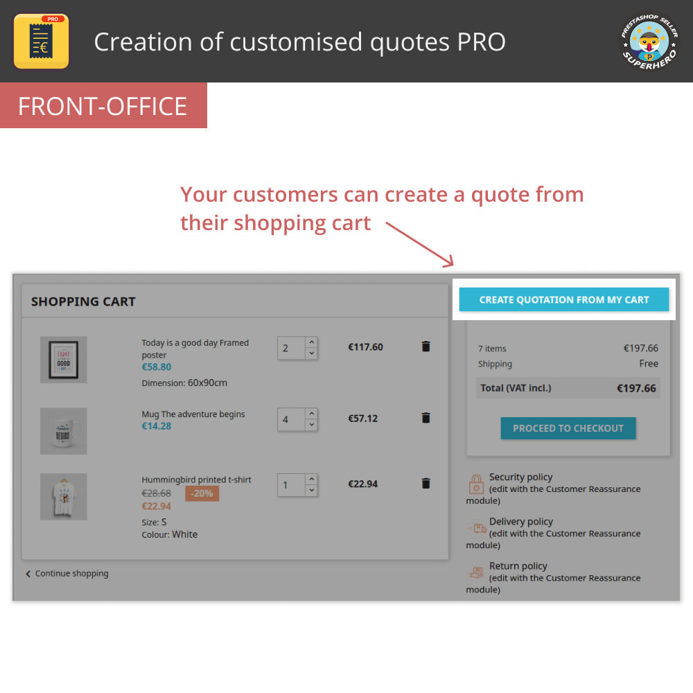 Creation of customised quotes PRO