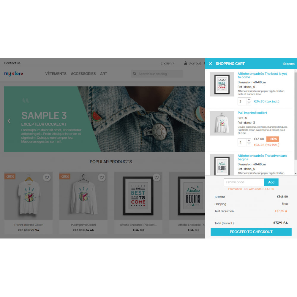Advanced Side Modal Shopping Cart