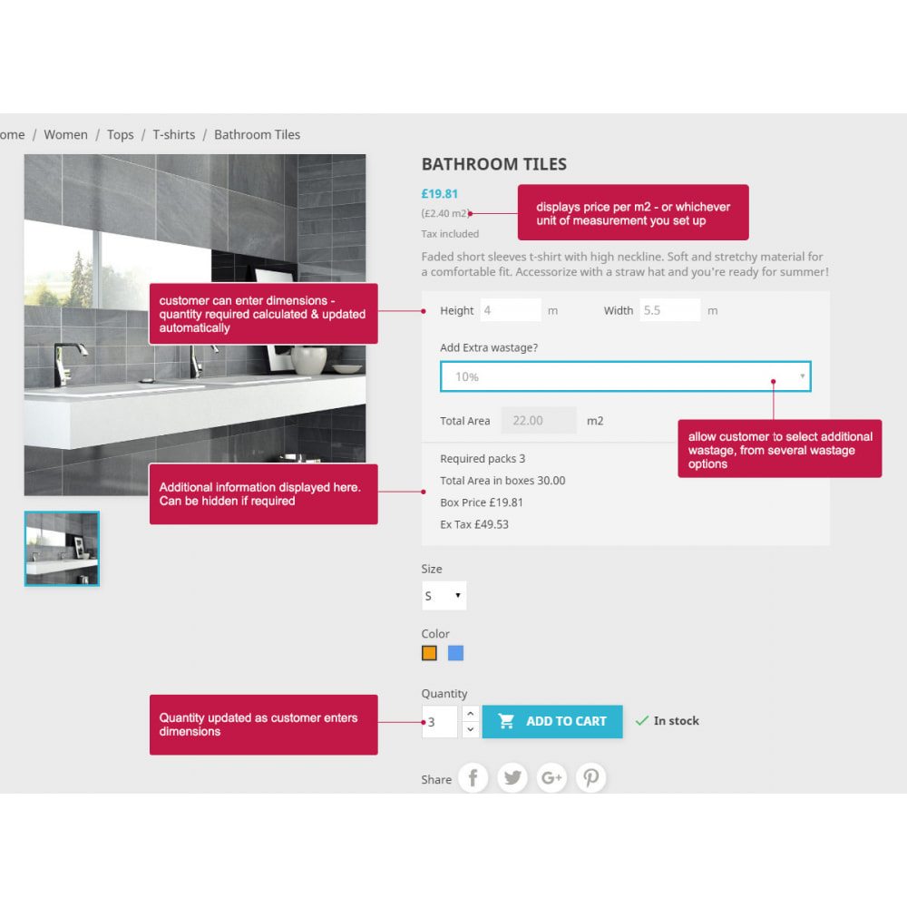 Product Area Packs Calculator