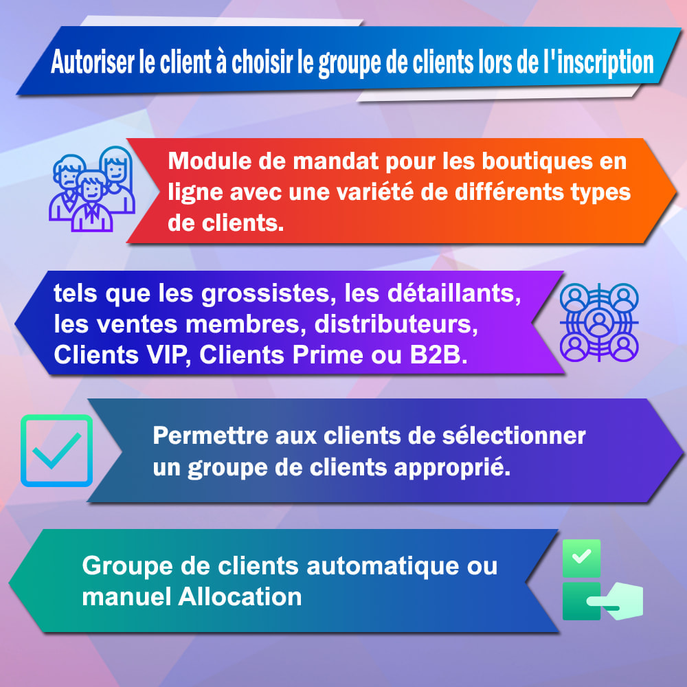 Autoriser le client à choisir le groupe de clients