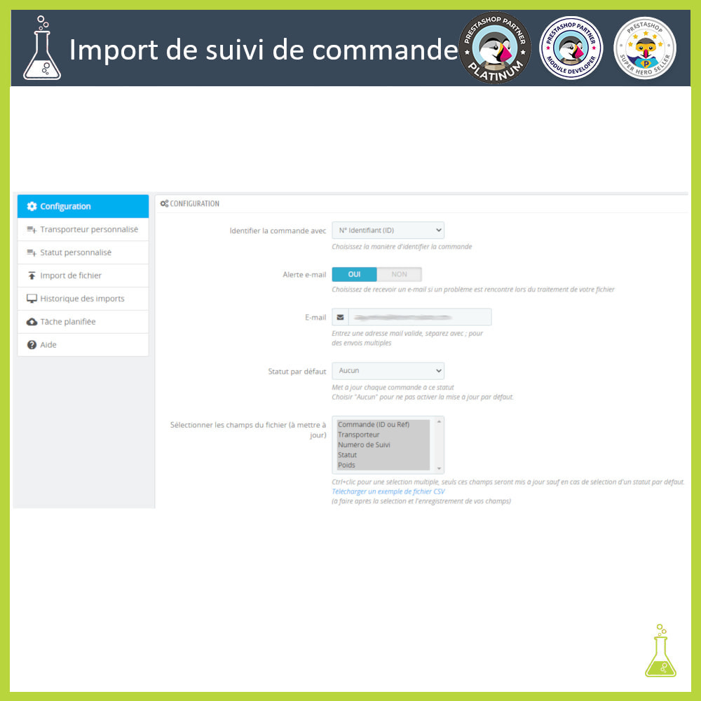 Mise à jour n° de suivi, statut... de vos commandes