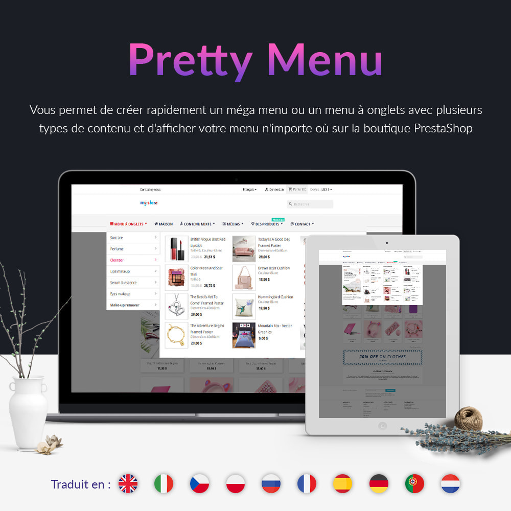 Pretty Menu - Générateur de menu PrestaShop avancé