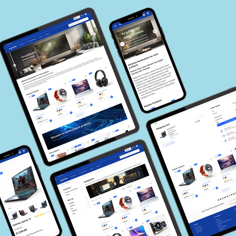 Our ecommerce Electric theme is designed for tech aficionados