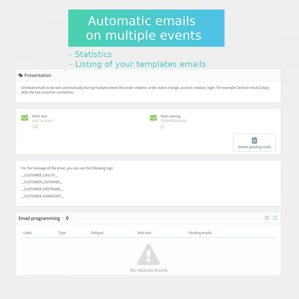 Automatic emails on multiple events
