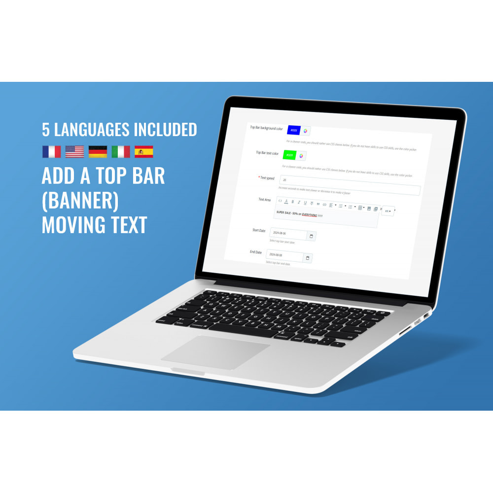 Top Headband Bar Banner Moving Text Scroll/Sliding