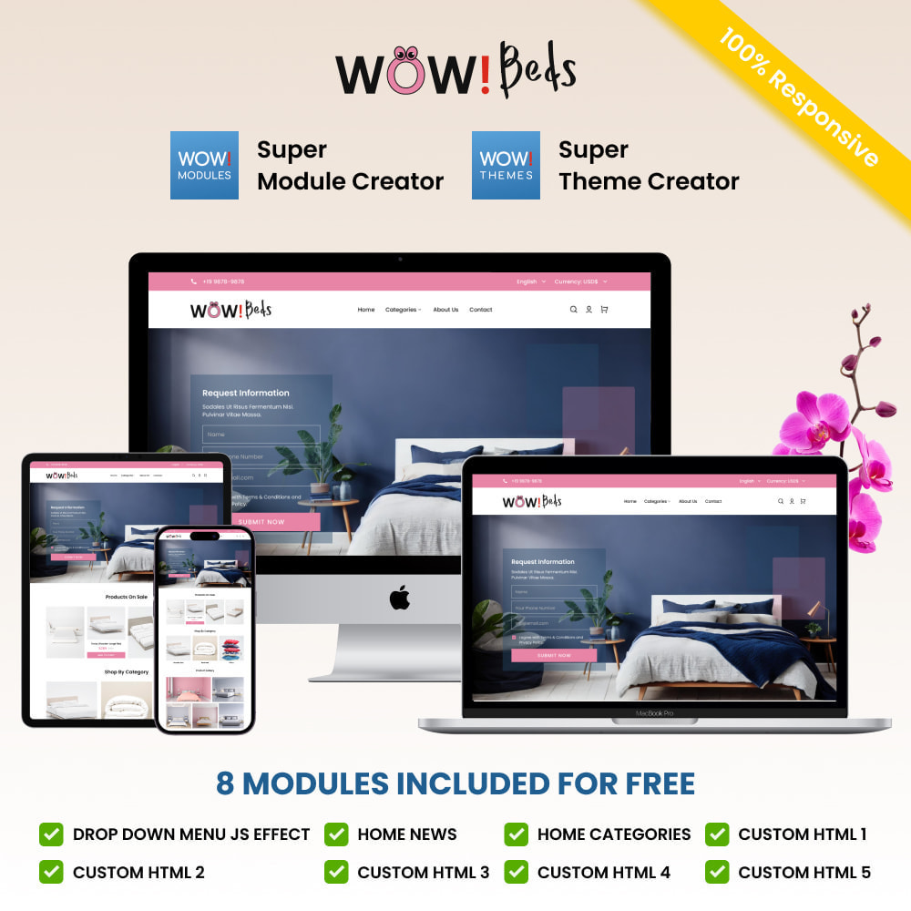 Nouveau 2025 Wow! Beds Lits Premium Theme
