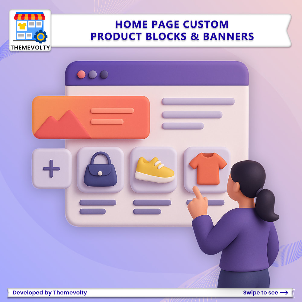 Home Page Custom Product Blocks & Banners