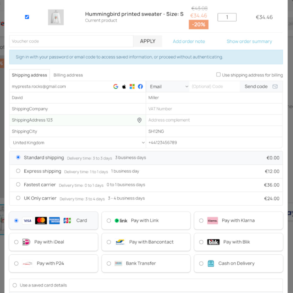 Google, Apple Pay Card PayPal Complete Express Checkout