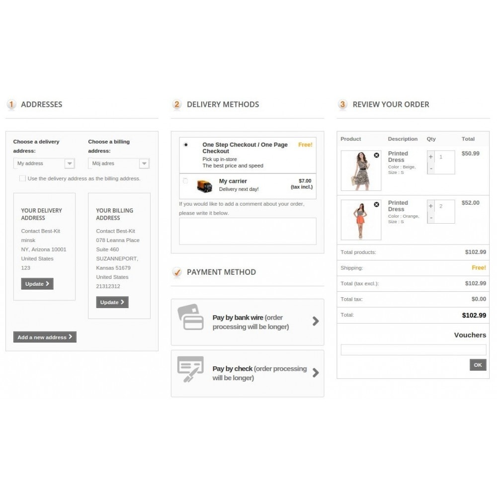 Responsive One Step Checkout / One Page Checkout