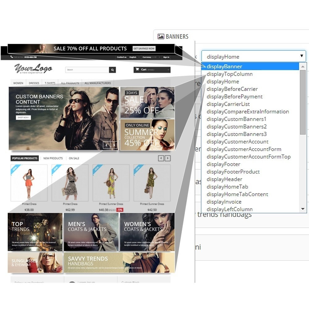 Custom banners and HTML content Module - PrestaShop Addons