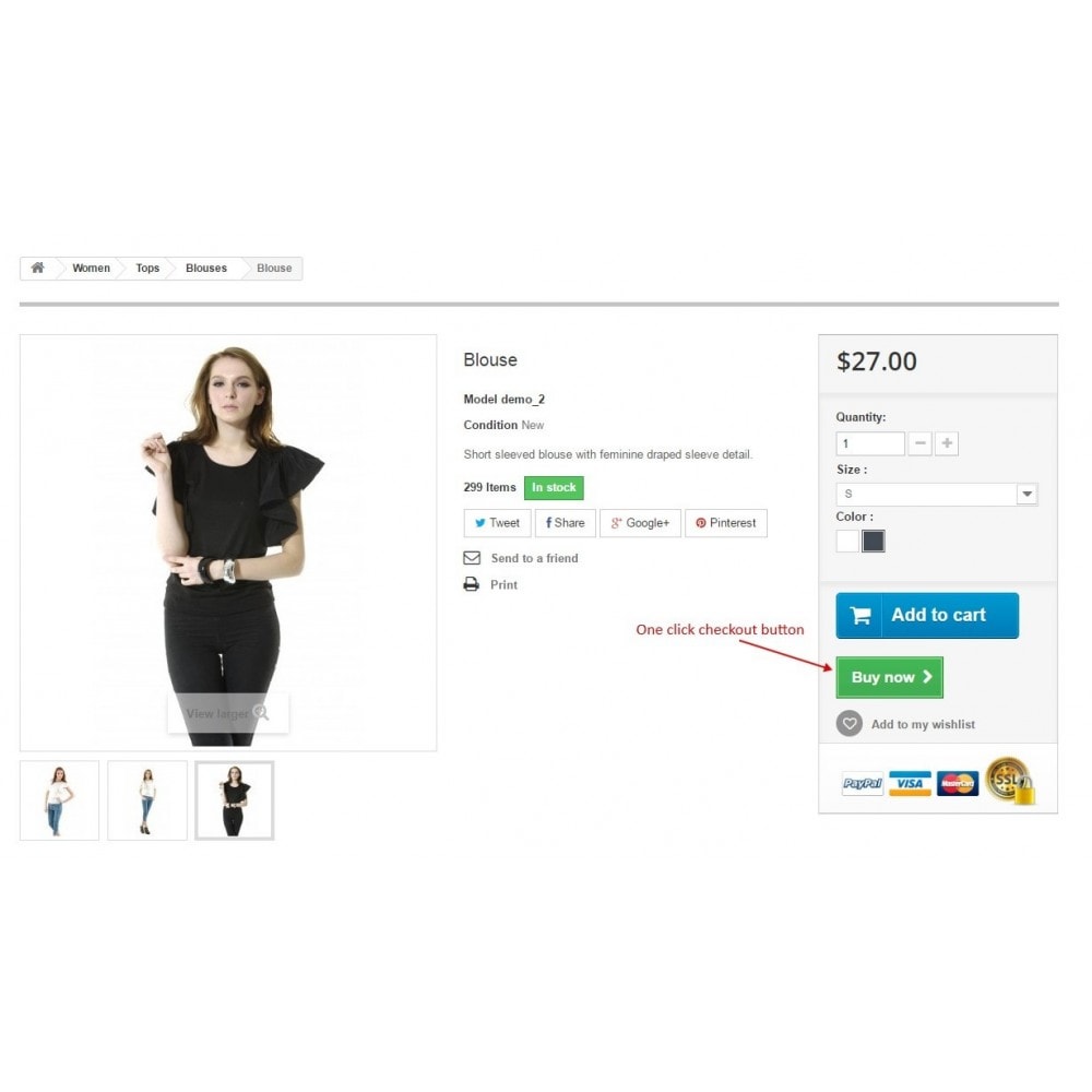 One click checkout / Easy and fast checkout