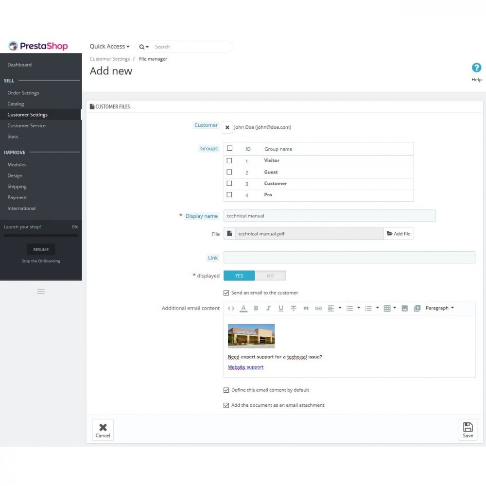 Customer file manager